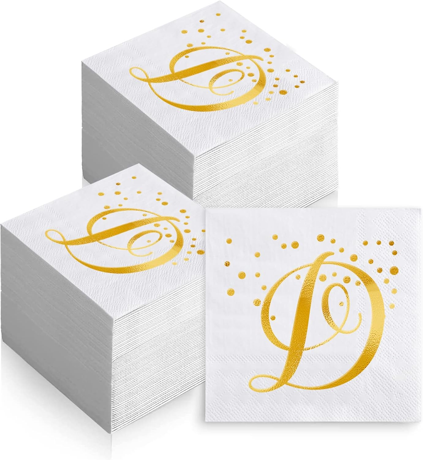 Amazon.com: 200 Pack Disposable Monogrammed Cocktail Napkins Gold Foil ...