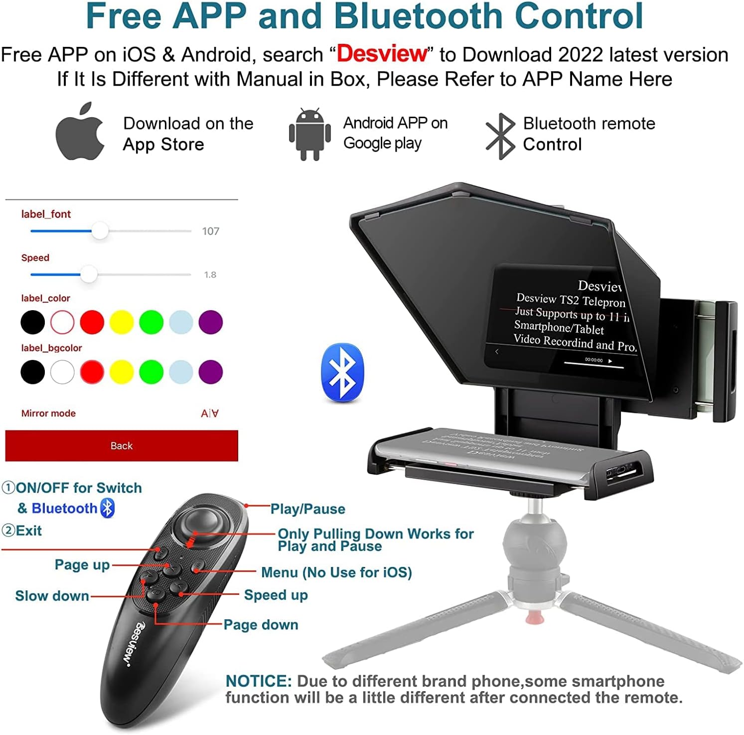 Desview TS2 Phone Teleprompter, 12.9” Portable HD Widescreen ...