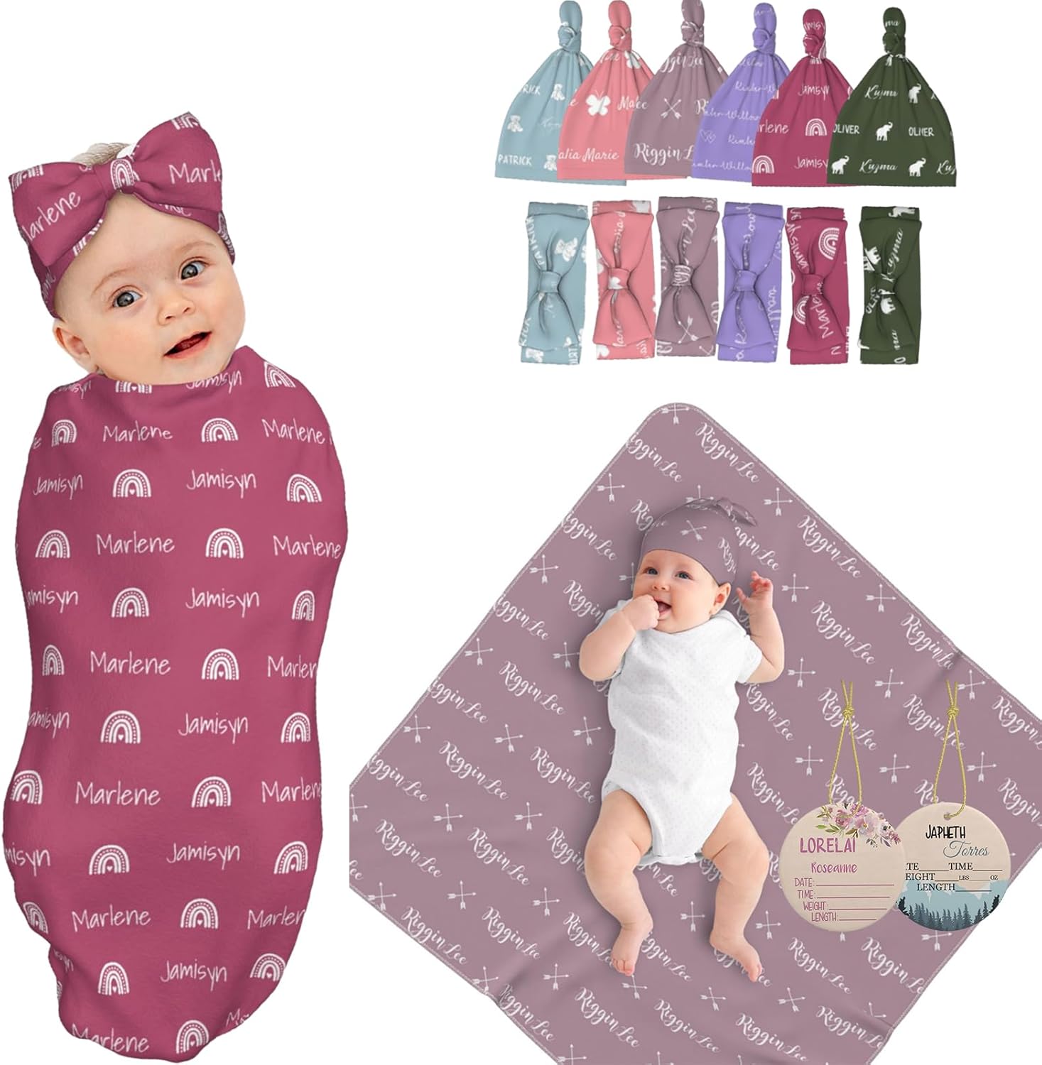 Amazon.com: IWEORTHY Personalized Baby Boy Swaddle Blanket ...