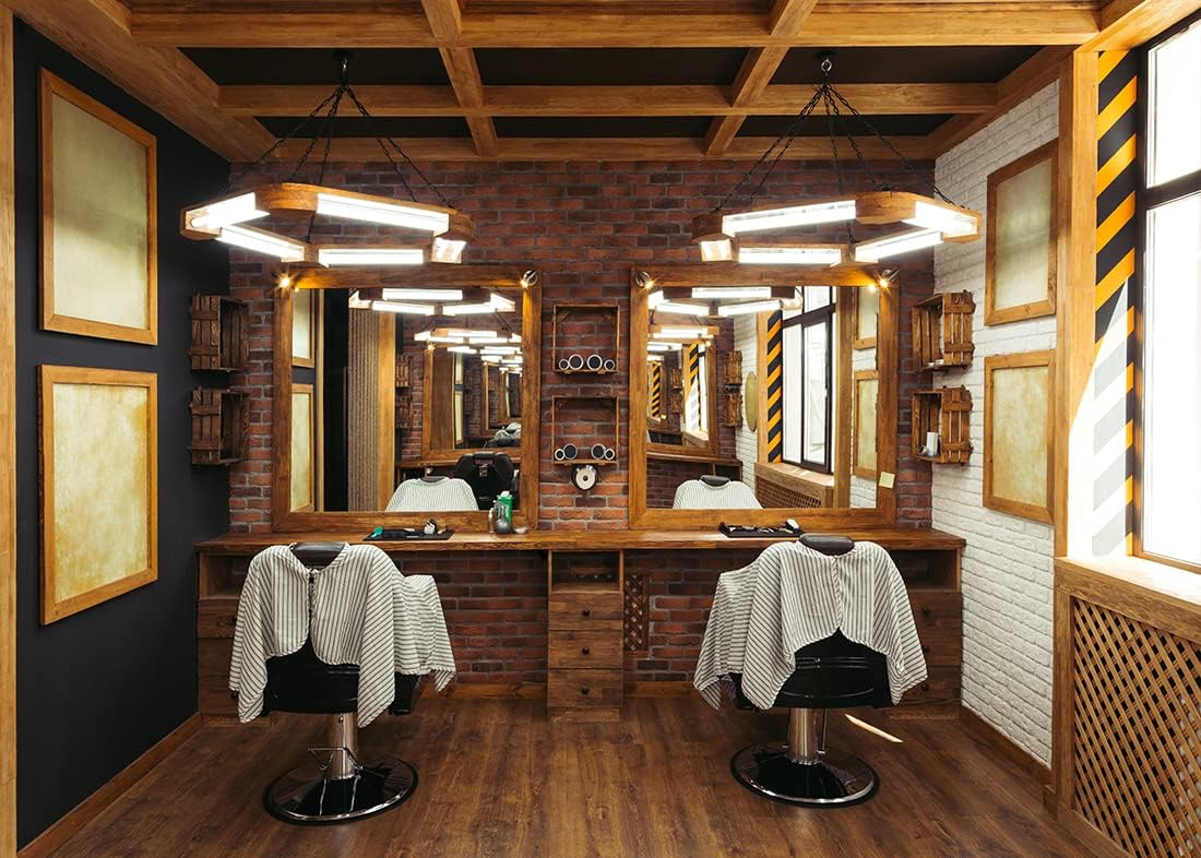Amazon.com : Loccor Fabric 7x5ft Vintage Barber Shop Backdrop Beauty ...