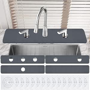 Amazon.com: 4 Pcs DIY Faucet Mat for Kitchen Sink - Fit 3 Hole Faucet ...