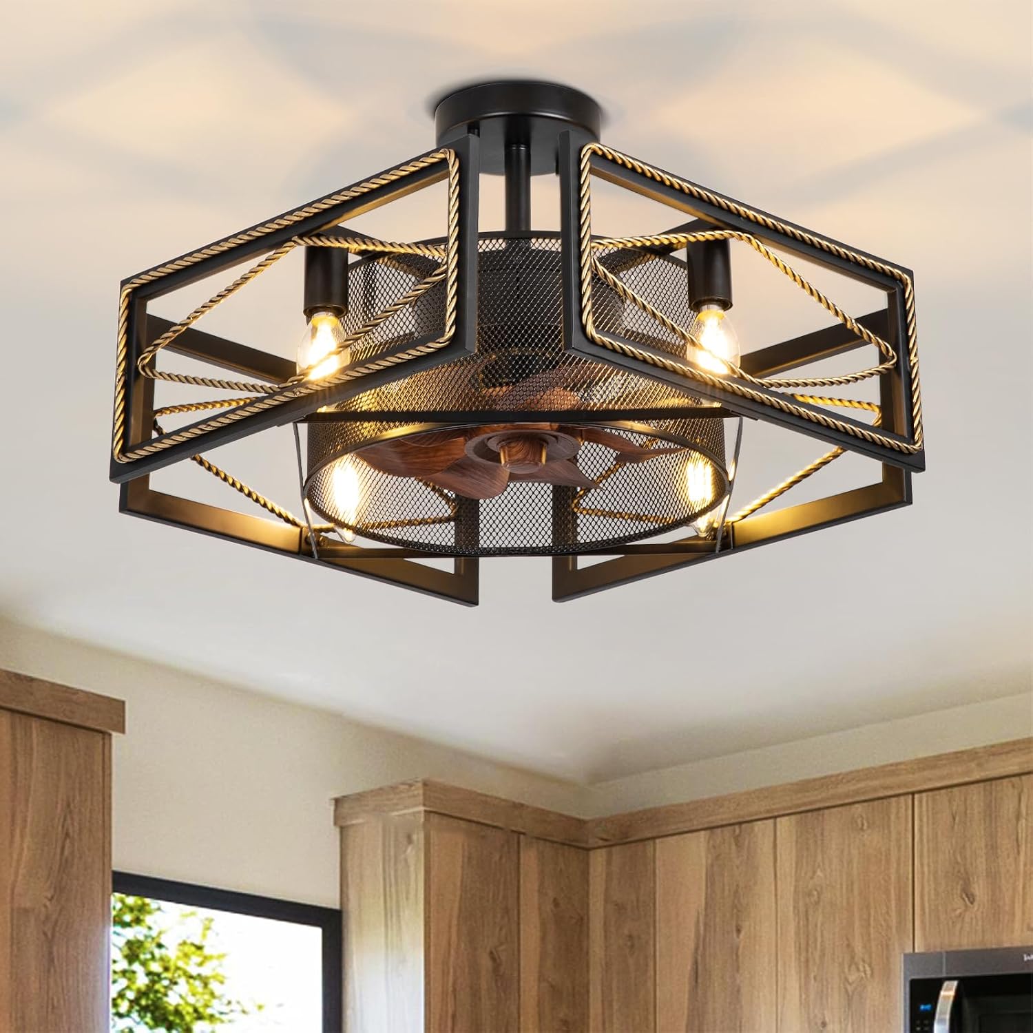 Amazon.com: EIDEARAY Ceiling Fans with Lights, 17.7 Inch Farmhouse ...