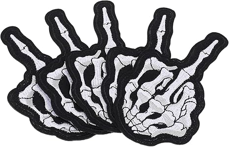 Amazon.com: 5 Pcs Skeleton Finger Embroidered Applique Patch Sew on or ...