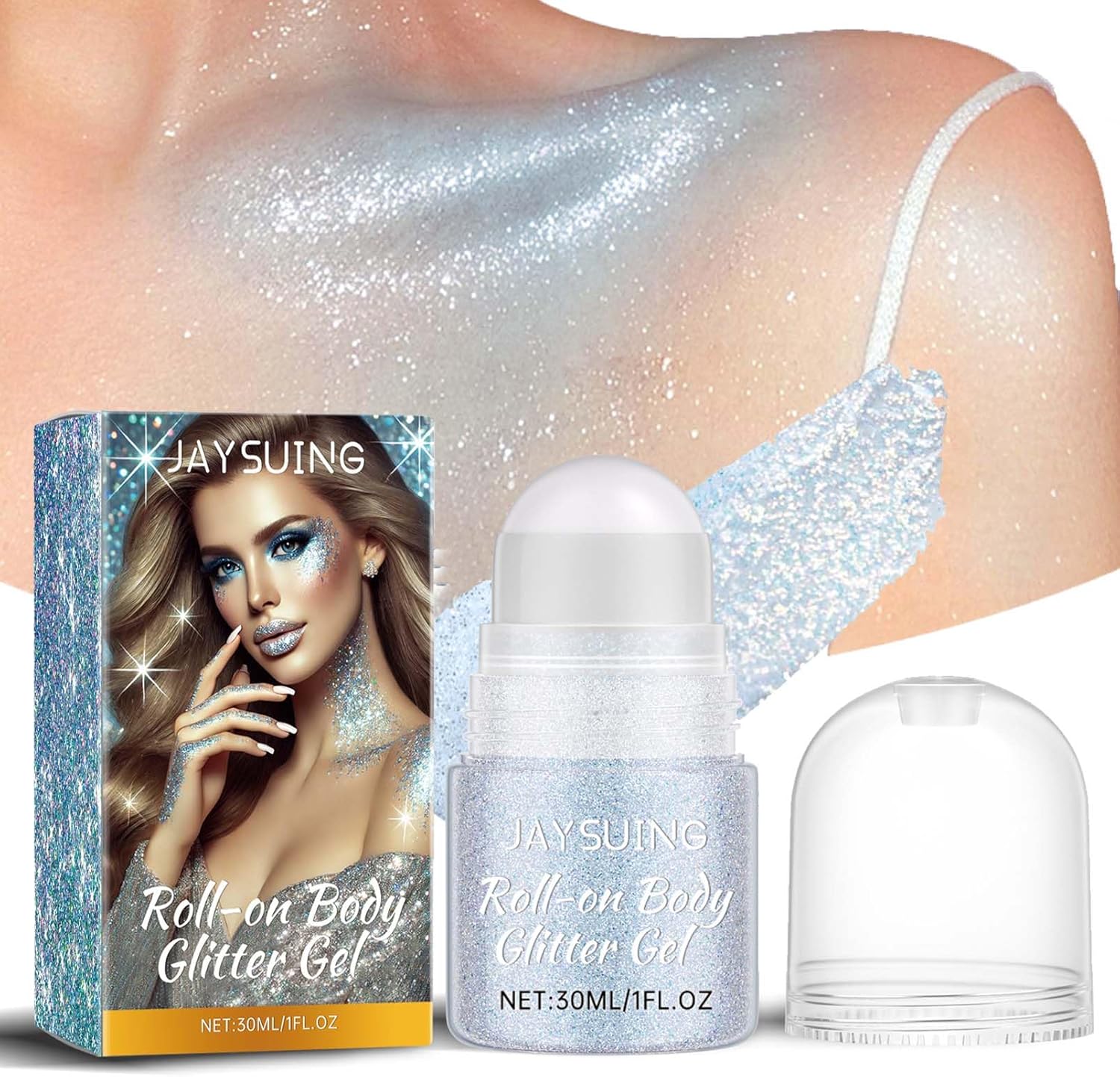 EONFAVE Glitzer Gesicht Gel, Roll-on Body Glitter Gel, Meerjungfrau ...