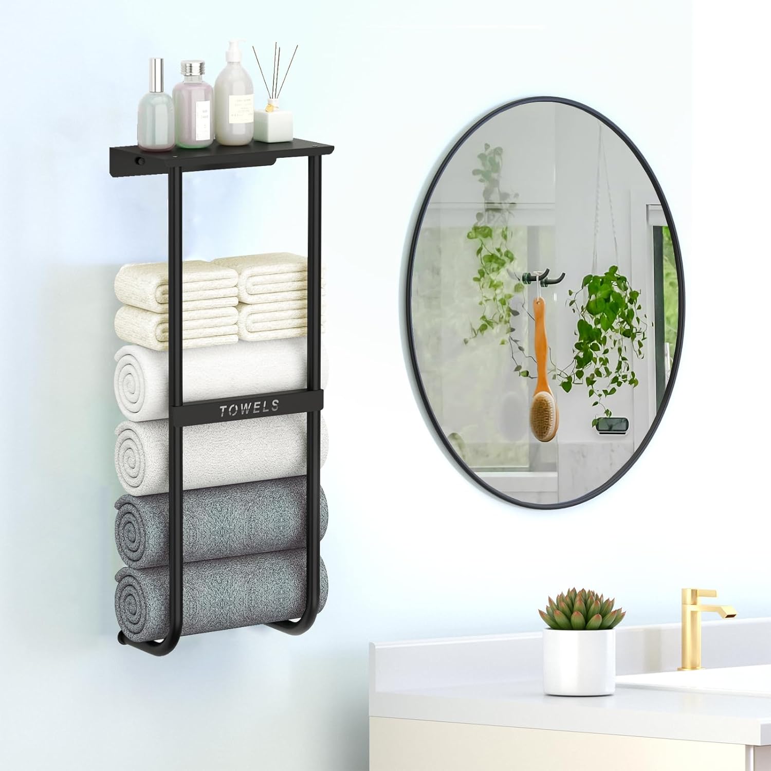Amazon.com: Towel Racks for Bathroom Wall Mounted, Towel Holder for ...