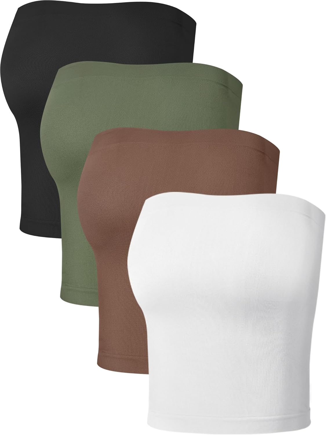 Newcotte 4 Pcs Women's Strapless Long Tube Top Bandeau Bra Non Padded ...