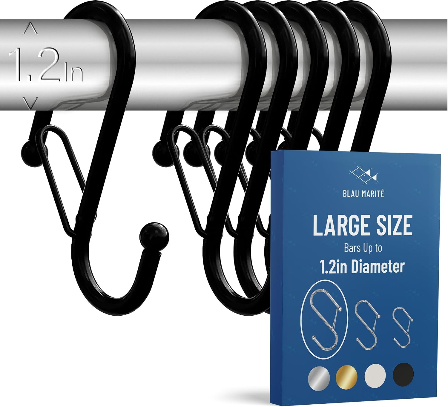 Blau Marité 6-Pack Metal S Hooks for Hanging – Heavy-Duty S-Shaped ...