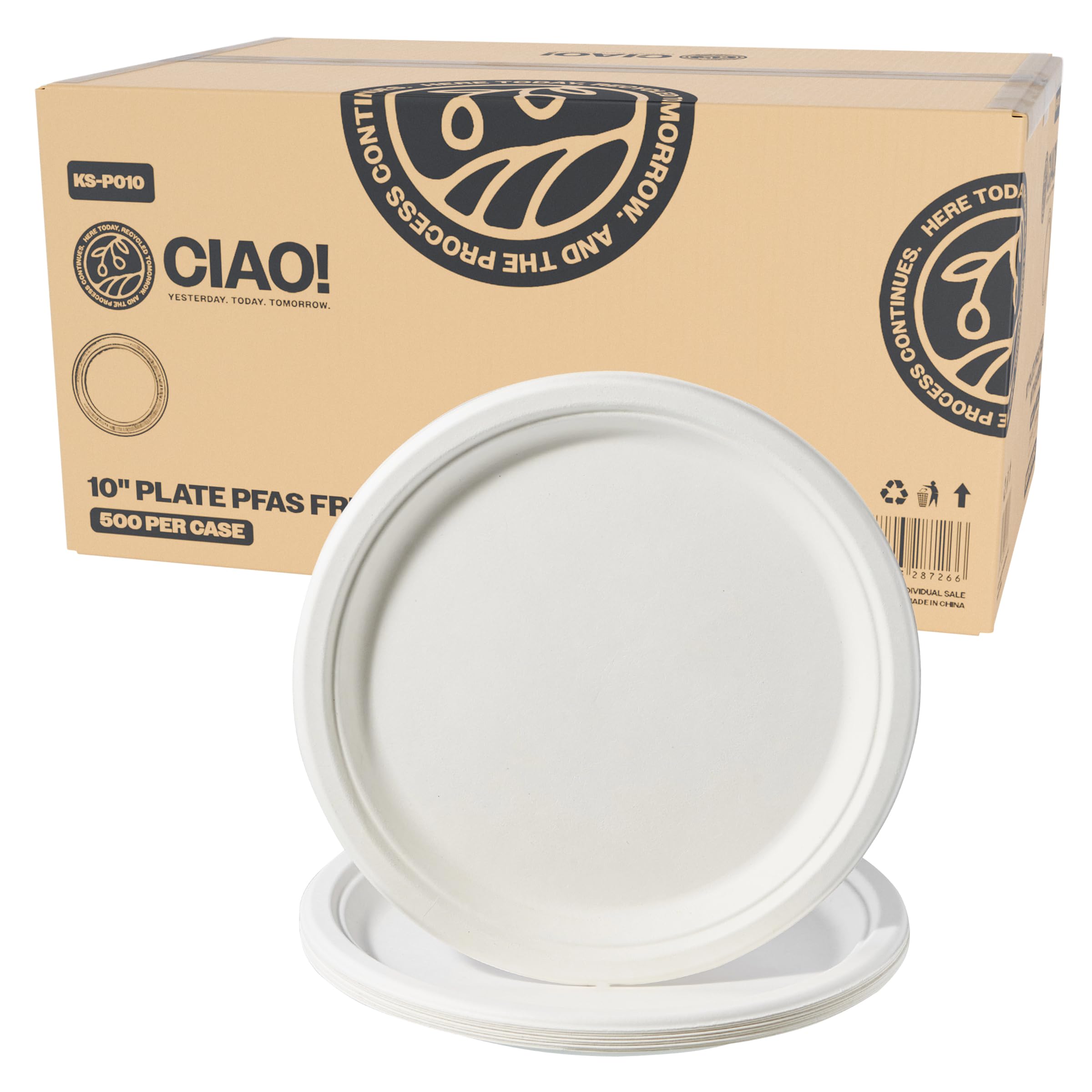 Amazon.com: CIAO! 10" Heavy Duty Plate 100% Compostable PFAS Free ...