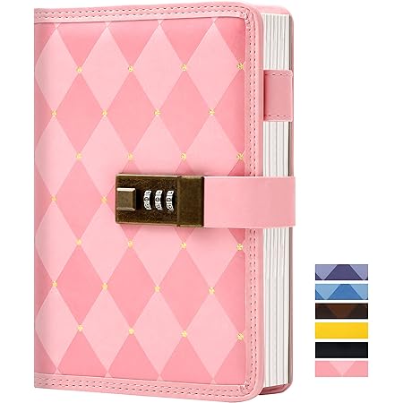 A5 Creative Password Journal with Lock, PU Leather Diary with ...
