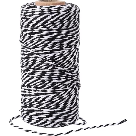 AUERVO 100M Christmas Twine, Black and White String Cotton Wrapping ...