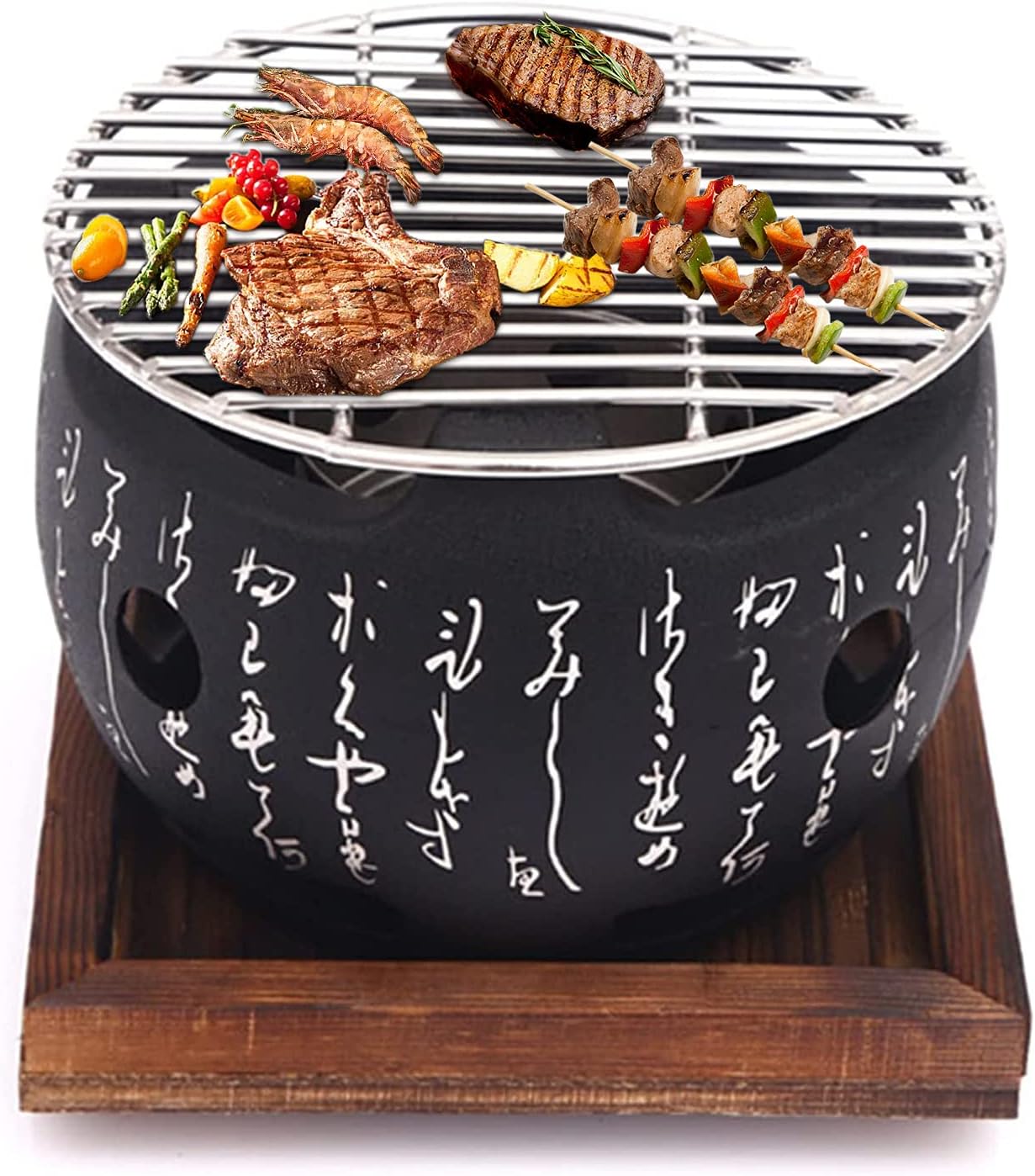 Amazon.com: 6.3in Japanese Style BBQ Grill Portable Round Barbecue ...
