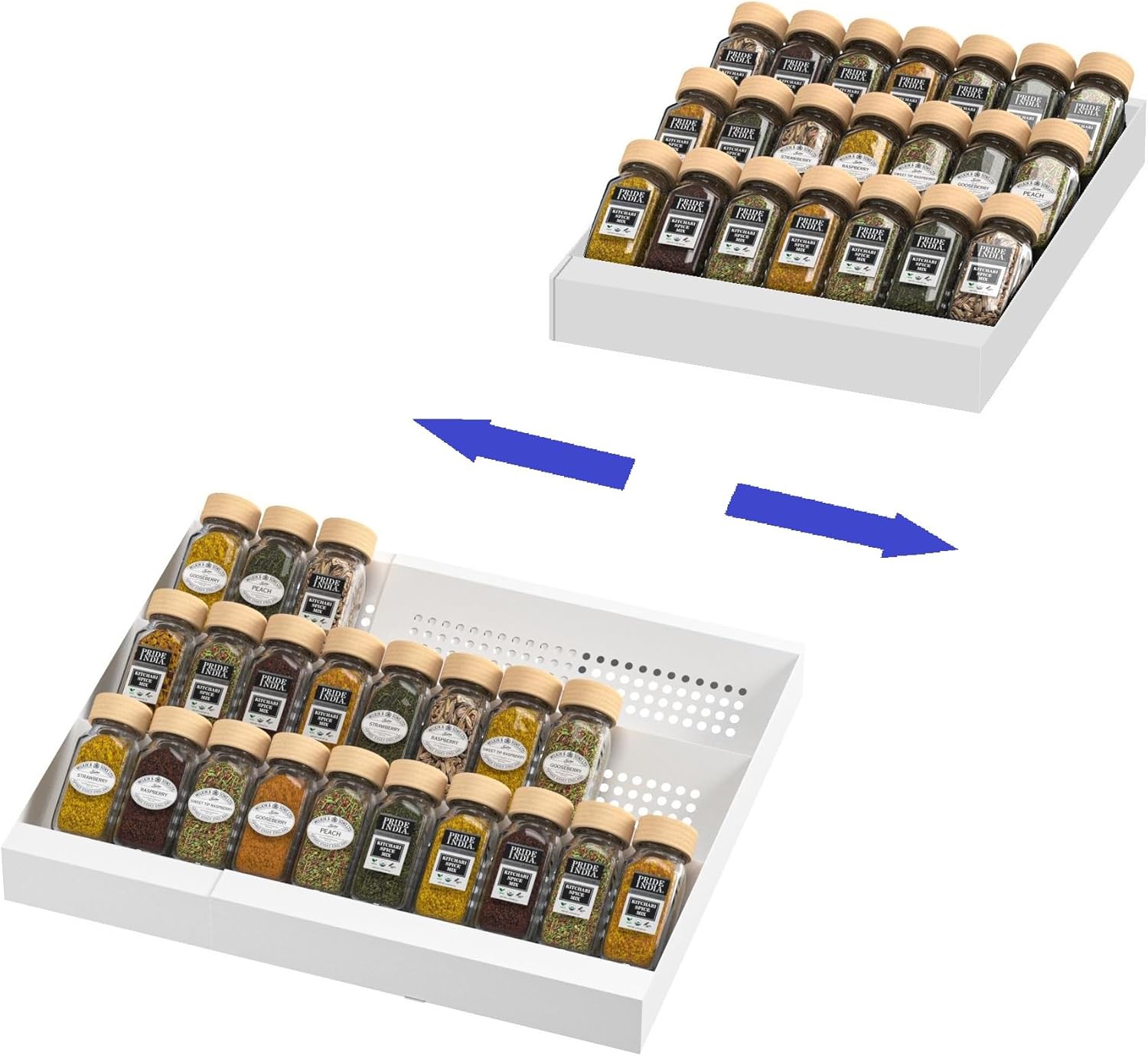 Amazon.com: Wobmmi Expandable Metal Spice Drawer Organizer,3-Tier ...