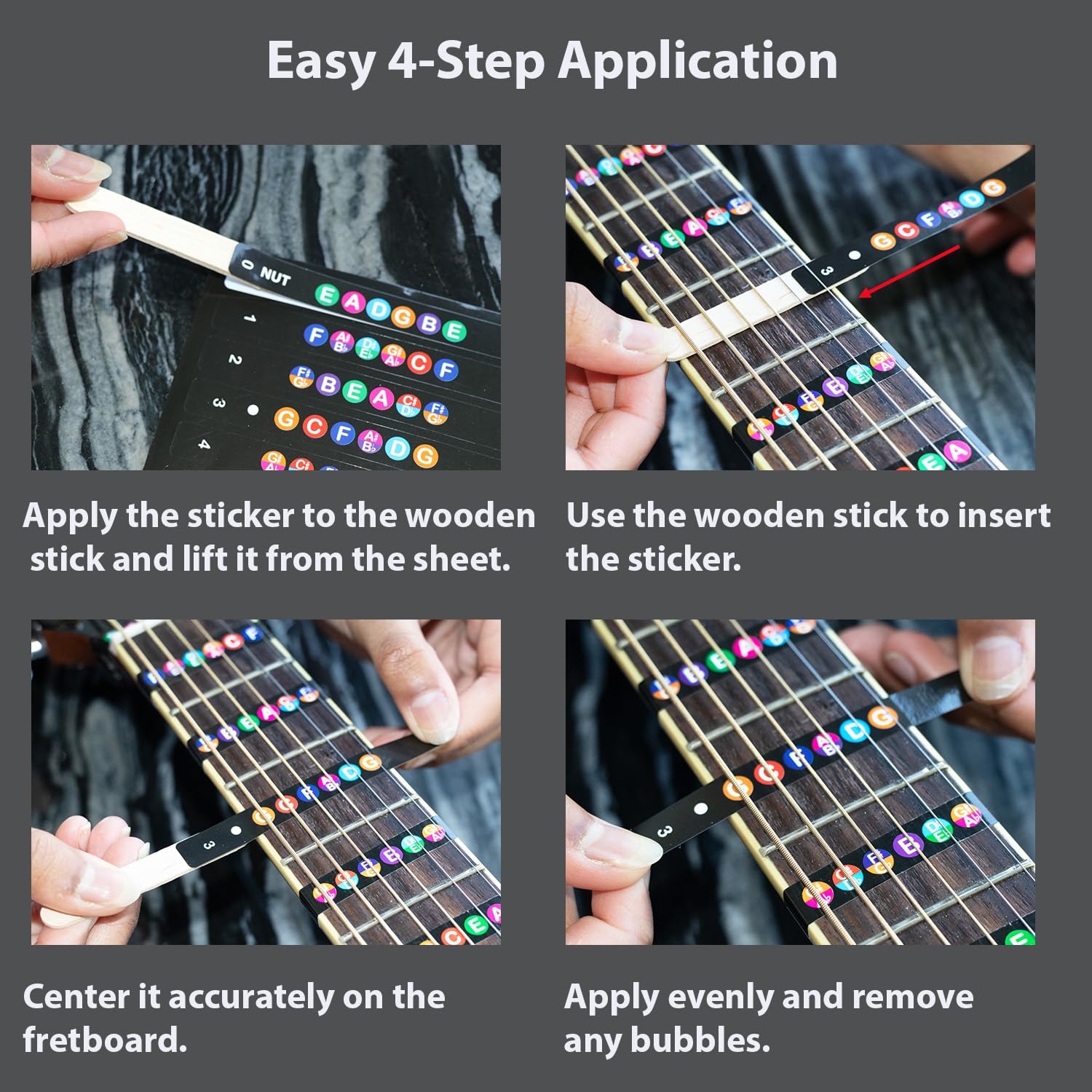 Snapklik.com : Guitar Fretboard Stickers Color Coded Note Decals For ...