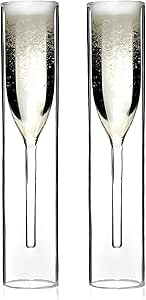2 * 110ml 3.8oz Double Wall Champagne - Cocktail - Wine - Glasses, Lead Free, Study, Exclusively ...