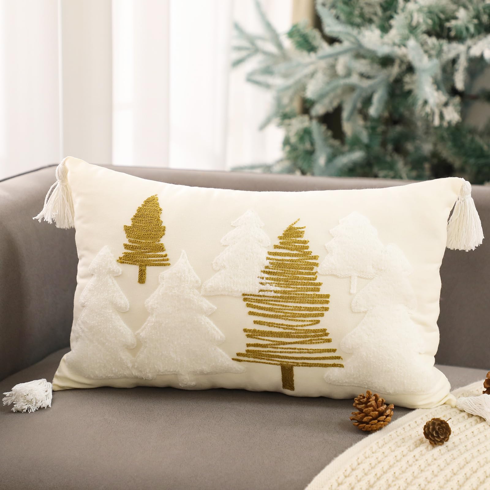 Amazon.com: 1 Pcs Christmas Tree Pillow Covers 12x20 Inch Christmas ...