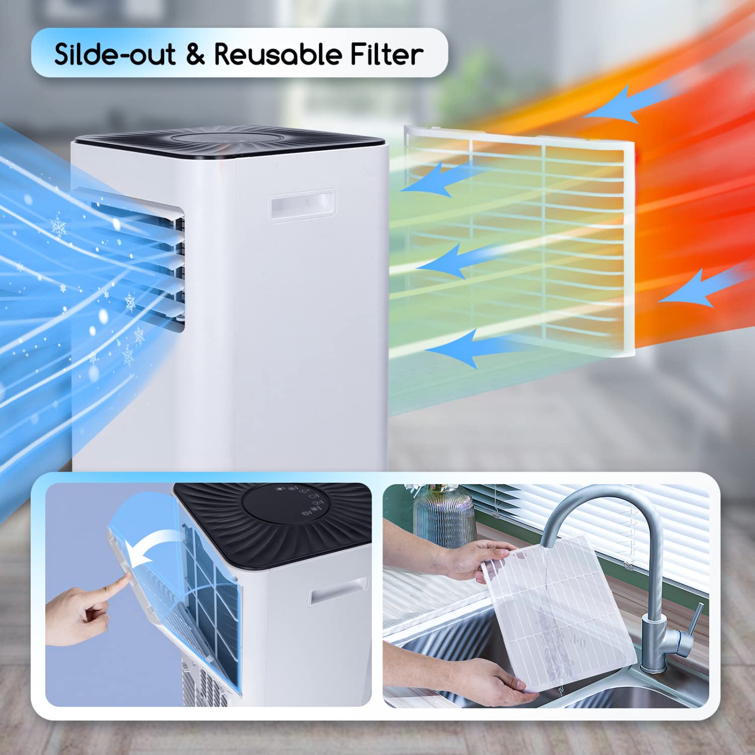 Aigostar 10000 BTU Portable Air Conditioners, Dehumidifier, Fan, 4-in-1 ...