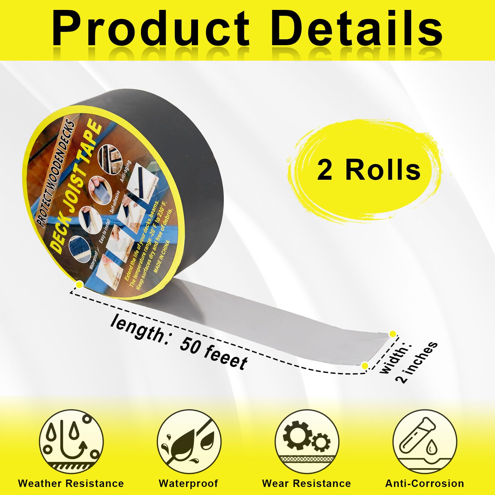 Snapklik.com : Joist Tape For Decking 250, 2 Pack Weather-Resistant ...