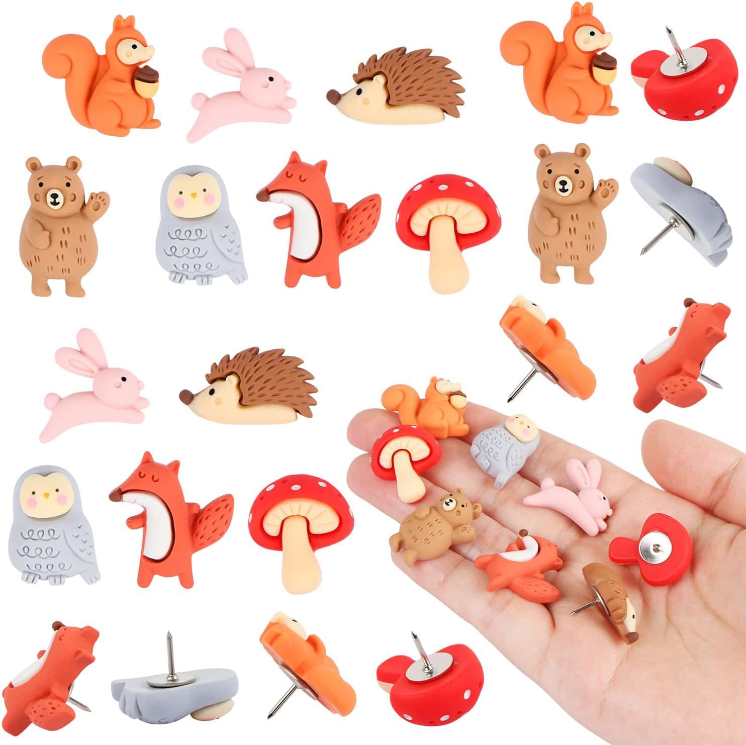 30 Pcs Animals Push Pins, Decorative Pushpins, Cute Animal Thumb Tacks ...