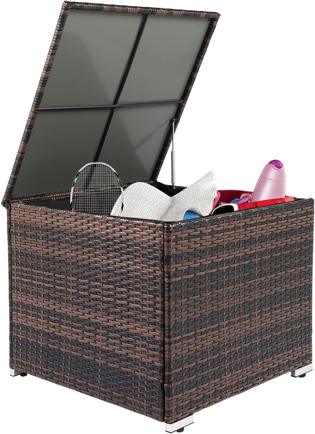 Amazon.com: HomVent Outdoor Wicker Patio Furniture Deck Storage Box ...