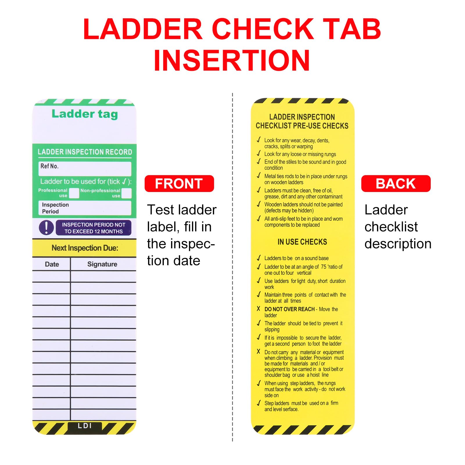 Ladder Tags Waterproof Inspection Record Kit 3 Holders and 6 Ladder ...