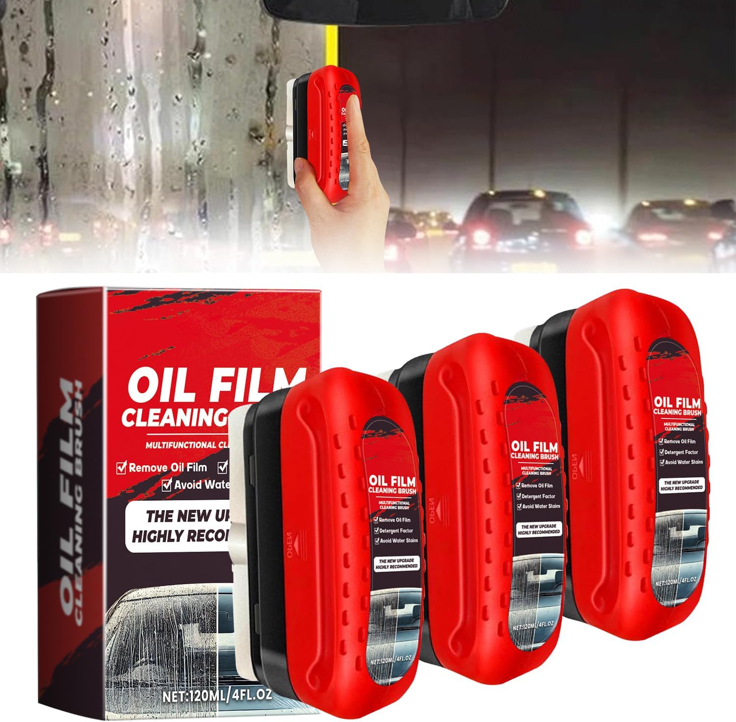 Amazon.com: Automotive Oil Film Cleaning Brush 3Pcs, Glass Cleaning ...