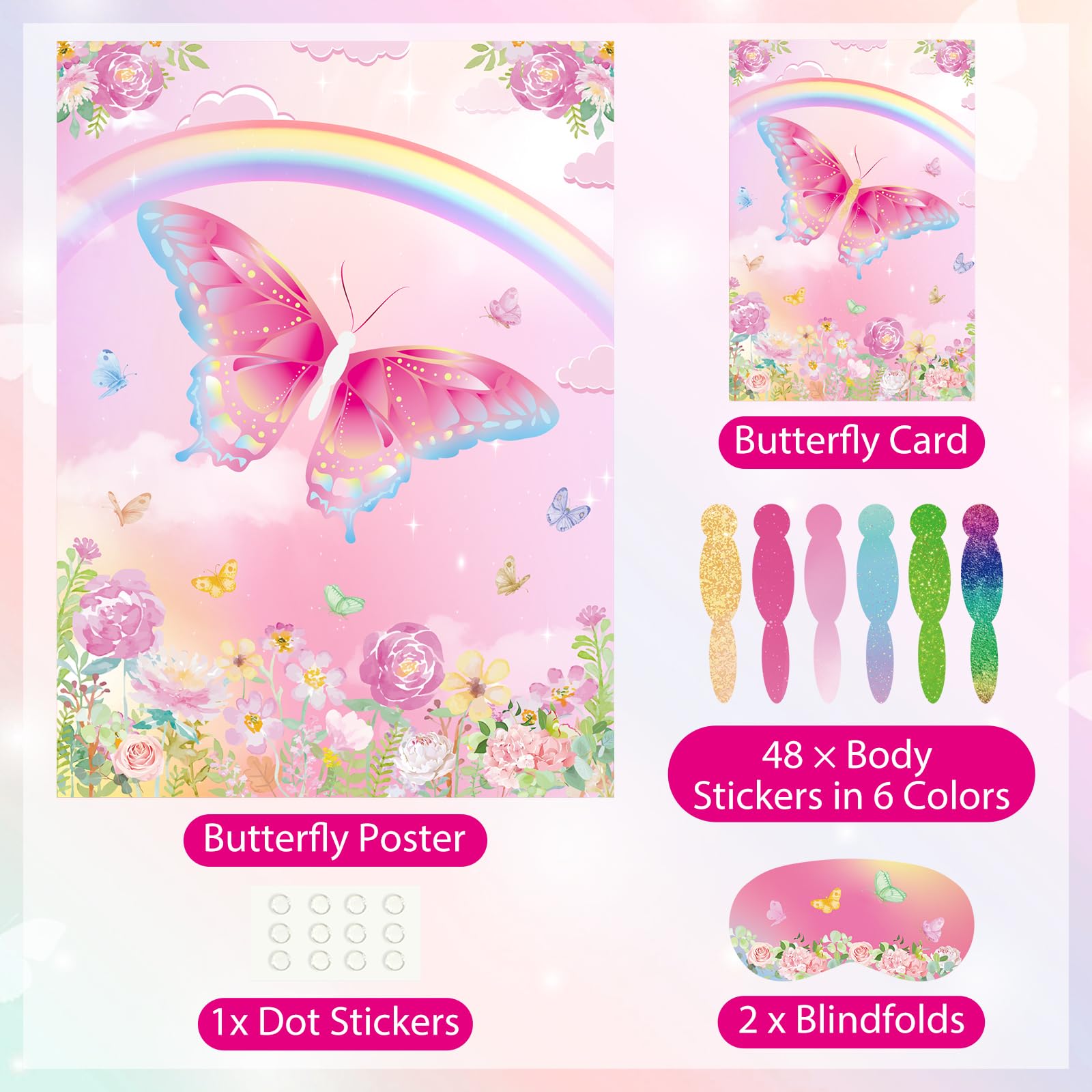 Snapklik.com : PLULON Butterfly Party Pin Game For Kids Pin The Tail On ...