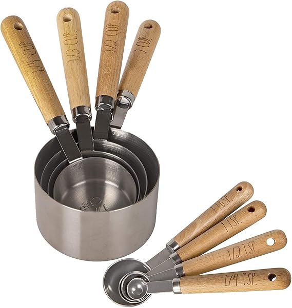 Amazon.com: 8 Piece Measuring Cups Set and Measuring Spoons Set-Nesting ...