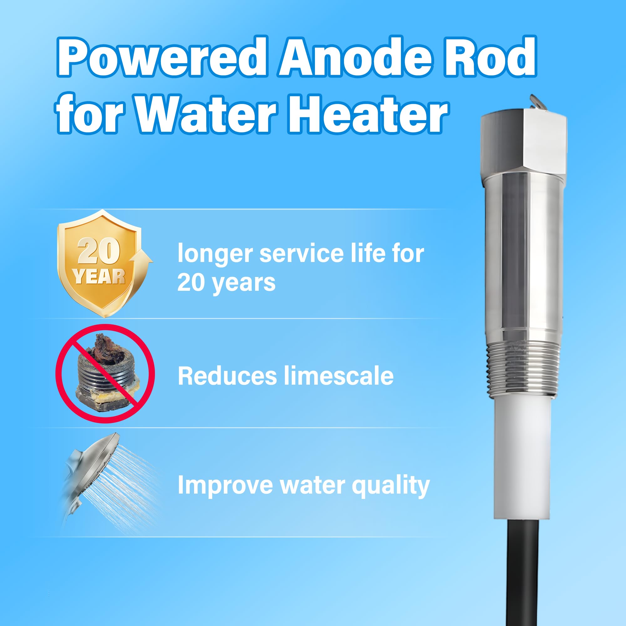Snapklik.com : Electric Anode Rod, Powered Anode Rod For Water Heater ...