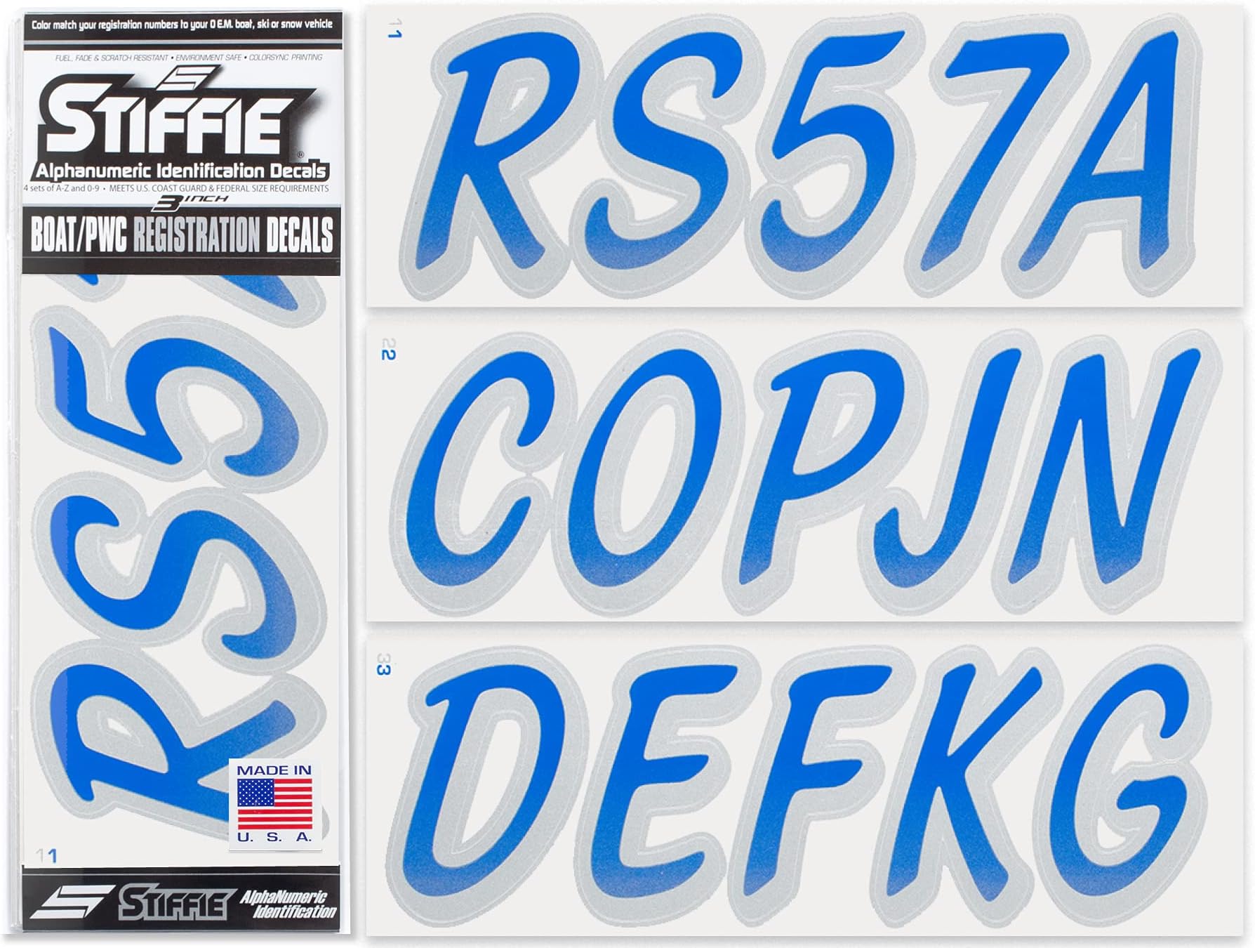 Amazon.com: Whipline Blue/Silver 3" DOT Decal Kit Registration Numbers ...