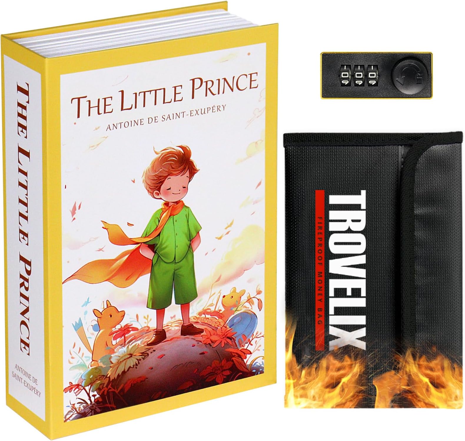 Diversion Book Safe with 4200°F Fireproof Money Bag and Combination ...