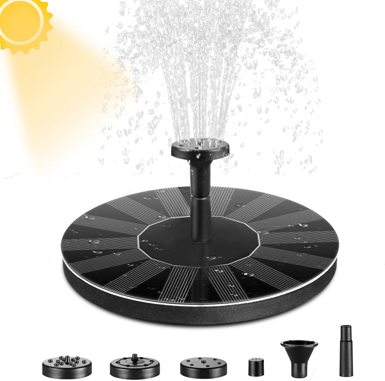 Winkeyes Bomba solar para fuente de agua, 1.4 W, bomba de fuente ...