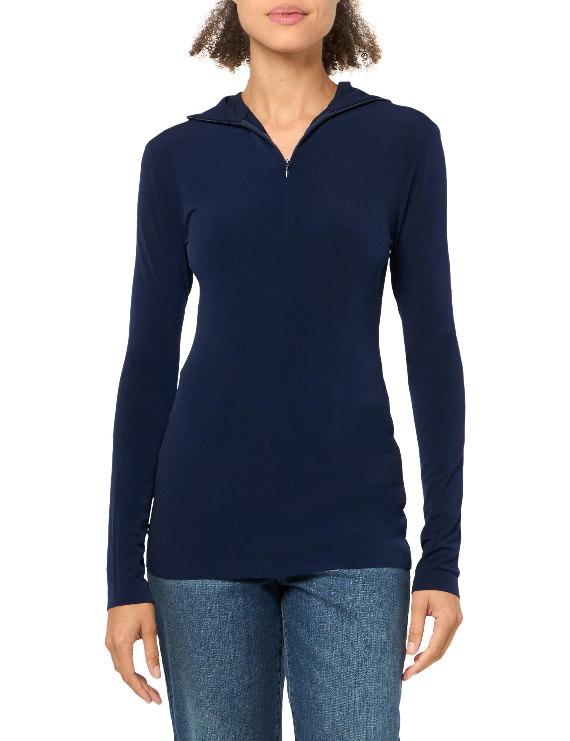 Norma Kamali Women's Slim Fit Long Sleeve Turtle Top, True Navy, X