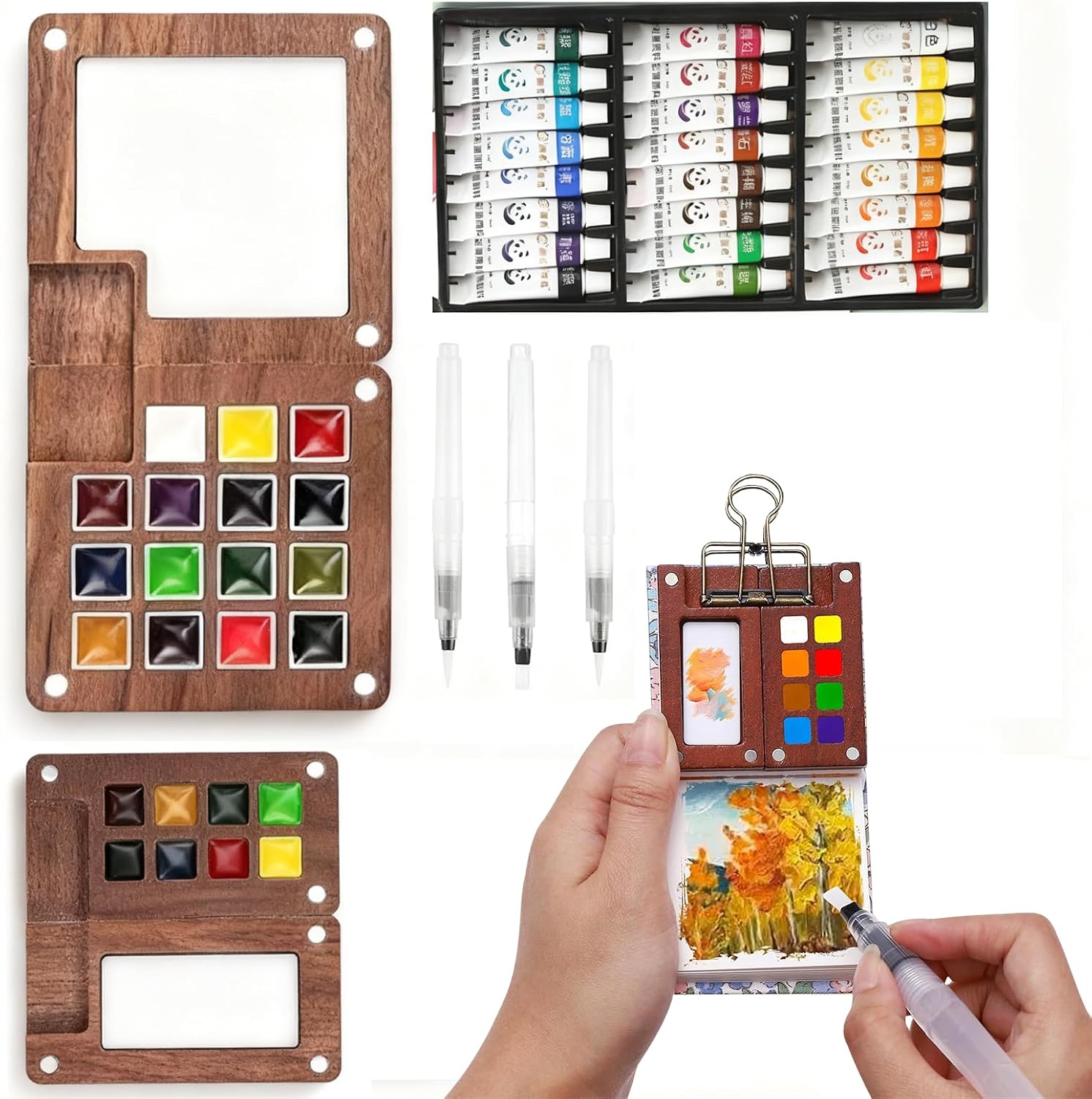 Amazon.com: Mini Watercolor Paint Set, 24 Color Pigments, Pocket Artist ...