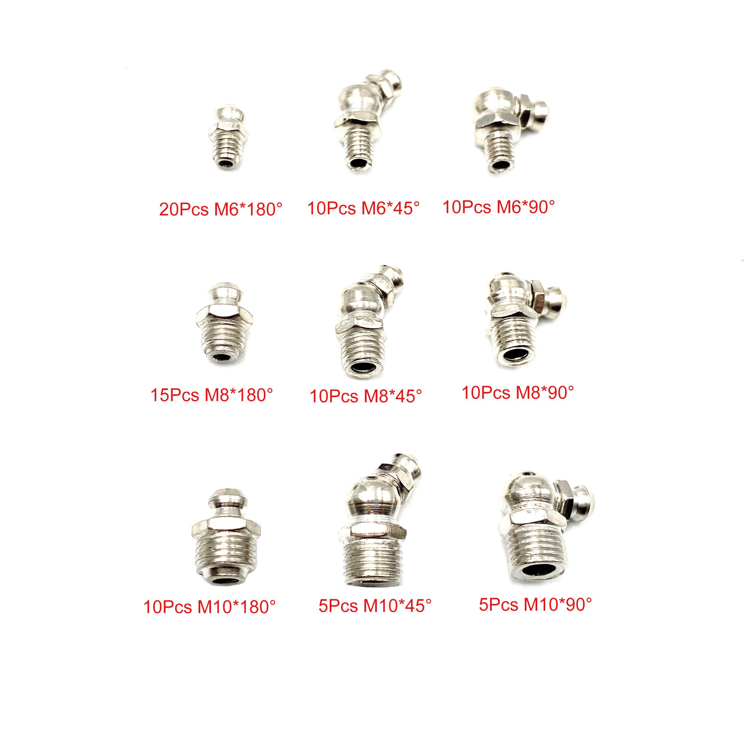 Snapklik.com : 80Pcs Grease Fittings,M6 M8 M10 Grease Zerk Fittings ...