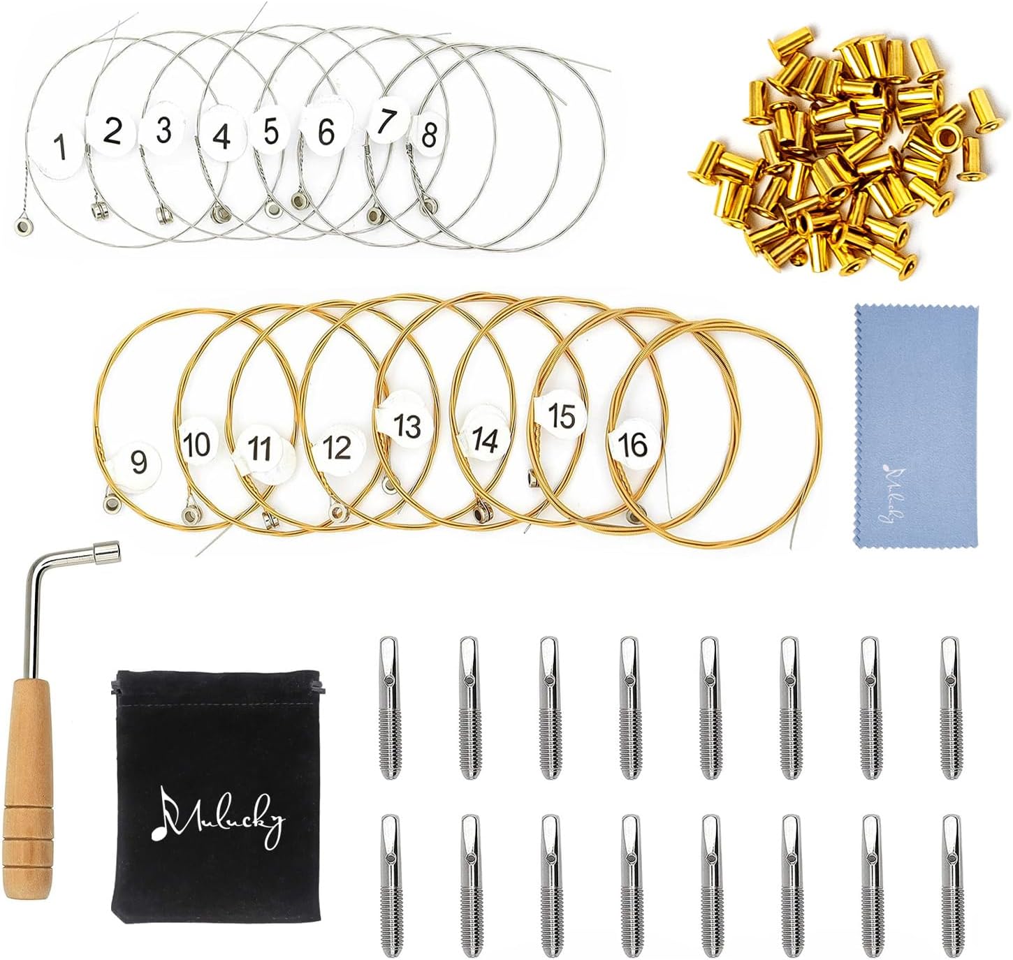 Amazon.com: Mulucky Lyre Harp a Set of 16 Lyre Harp Strings Replacement ...