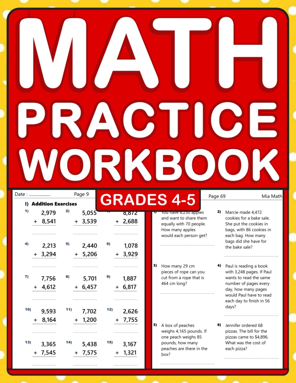 Math Practice Workbook For Grades 4-5 With Addition, Subtraction ...
