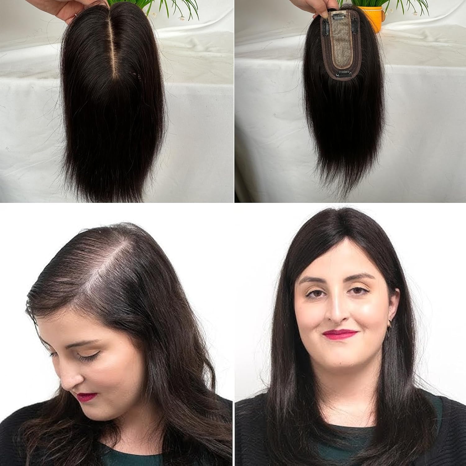 Amazon.com : Voloria Clip in Hair Toppers Hairpiece for Women Real ...