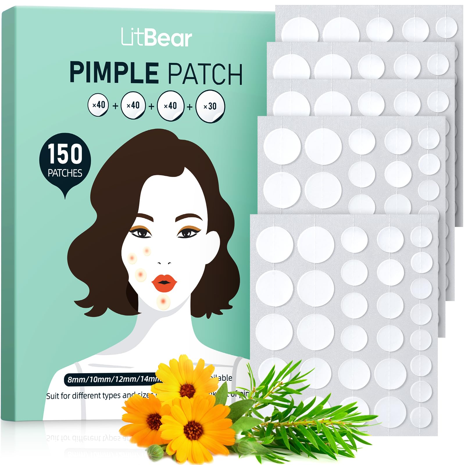 Amazon.com: LitBear Pimple Patches, Acne Patches for Face, 150 Patches ...
