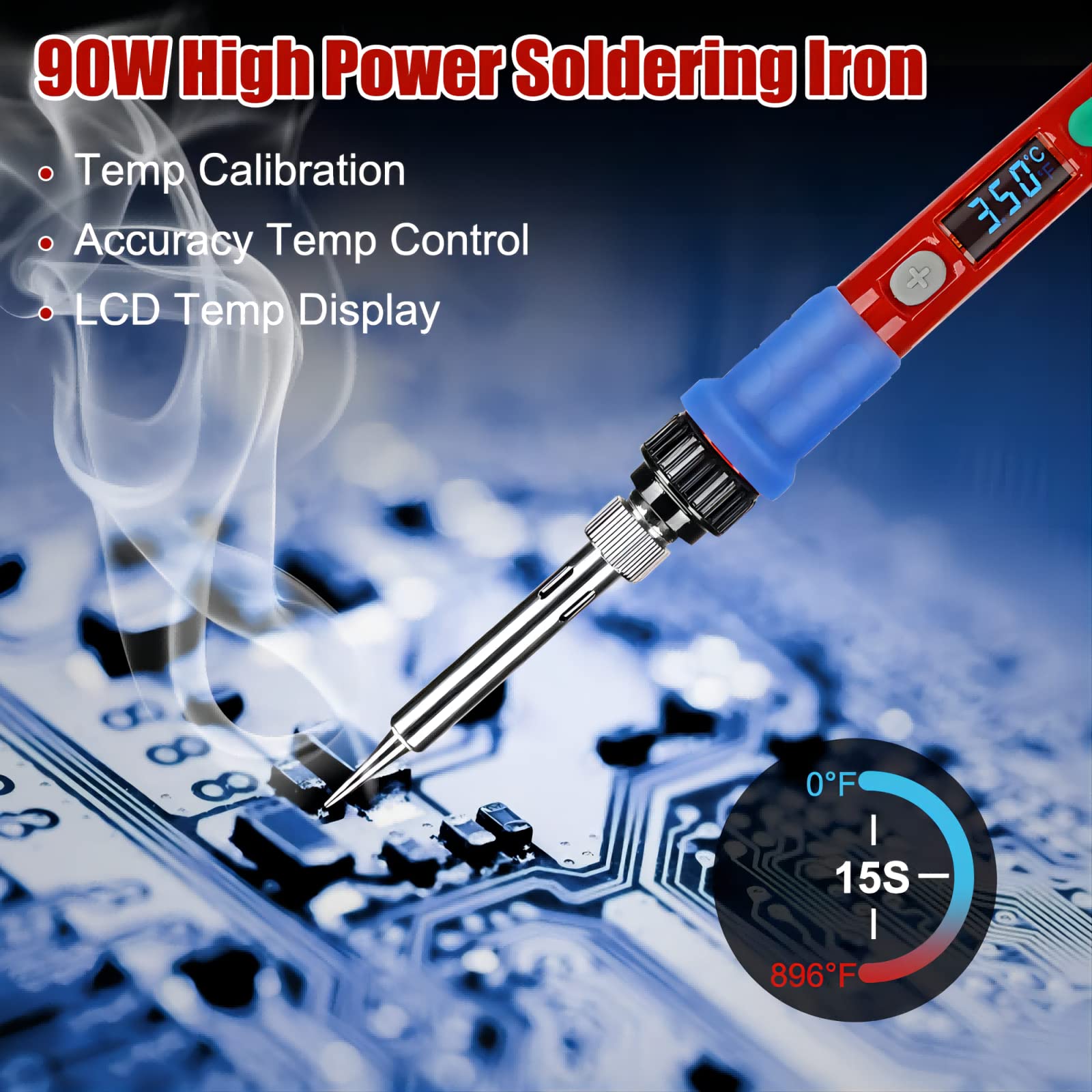 Snapklik.com : Soldering Iron Kit, 90W 110V LED Digital Soldering Iron