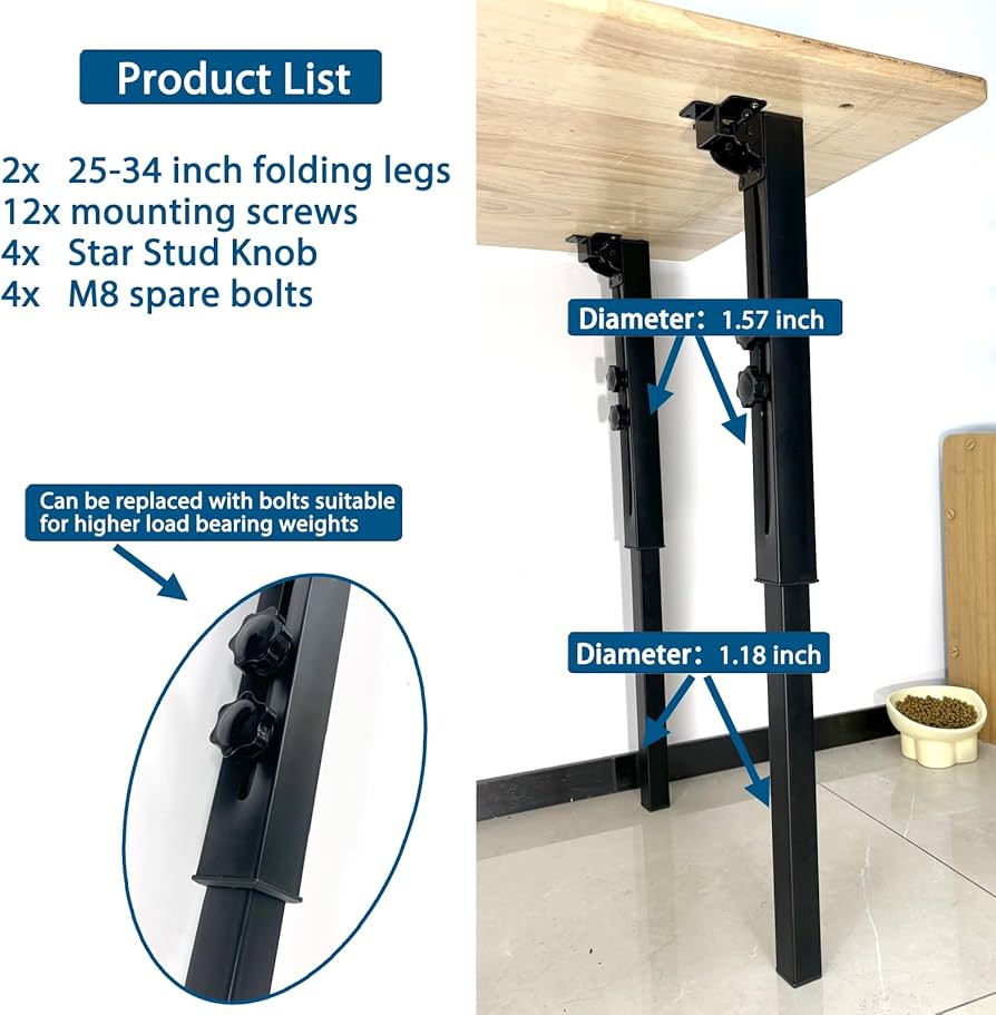 Replacement Adjustable Folding Table Legs 31" Wide Replacement