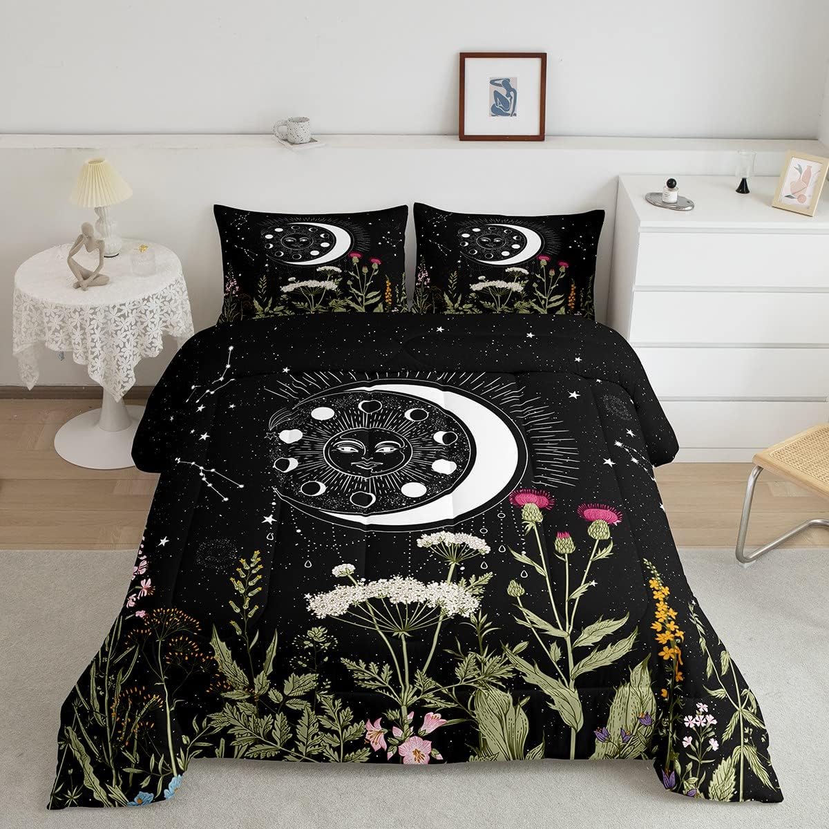 Amazon.com: Star Moon Bedding Set Queen Size, Starry Sky Series ...