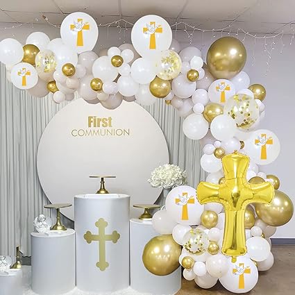 Amazon.com: AYDILOUP First Communion Decorations 115 Pcs Balloons Kit ...