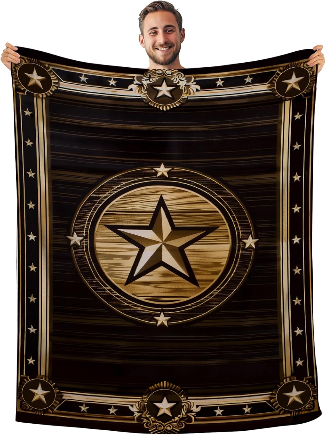 Amazon.com: DOINBEE Western Texas Star Blanket, Retro Brown Rustic ...