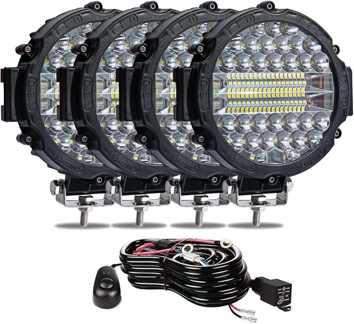 Amazon.com: WINBANG 7 Inch Round LED Light Bar, 4PCS 201W Driving Light ...