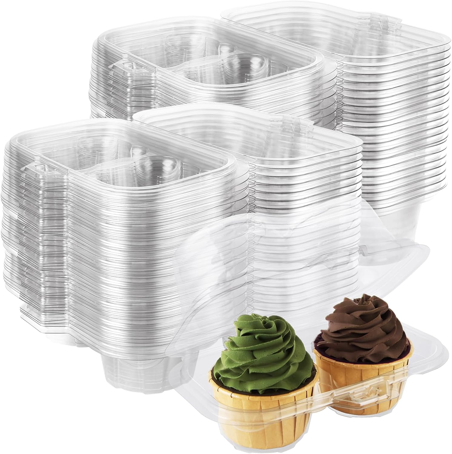 Amazon.com: GBACHOOSE 50PCS Cupcake Containers 4 Count, Clear Cupcake ...