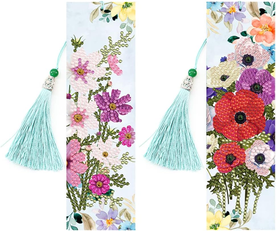 Amazon.com: Anseal 3 Pcs 5D Diamond Art Bookmarks for Book Lovers, Cute ...