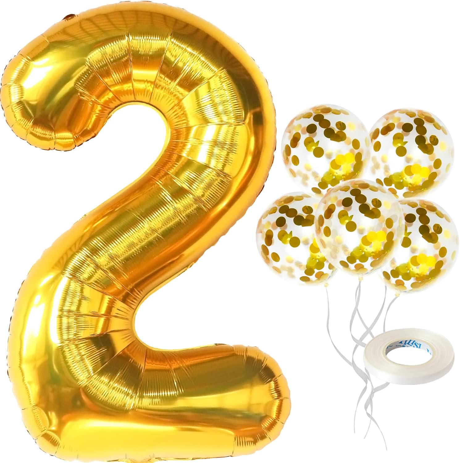 Giant Gold Number 2 Balloon - 40 Inch | 2 Year Old Balloon with ...