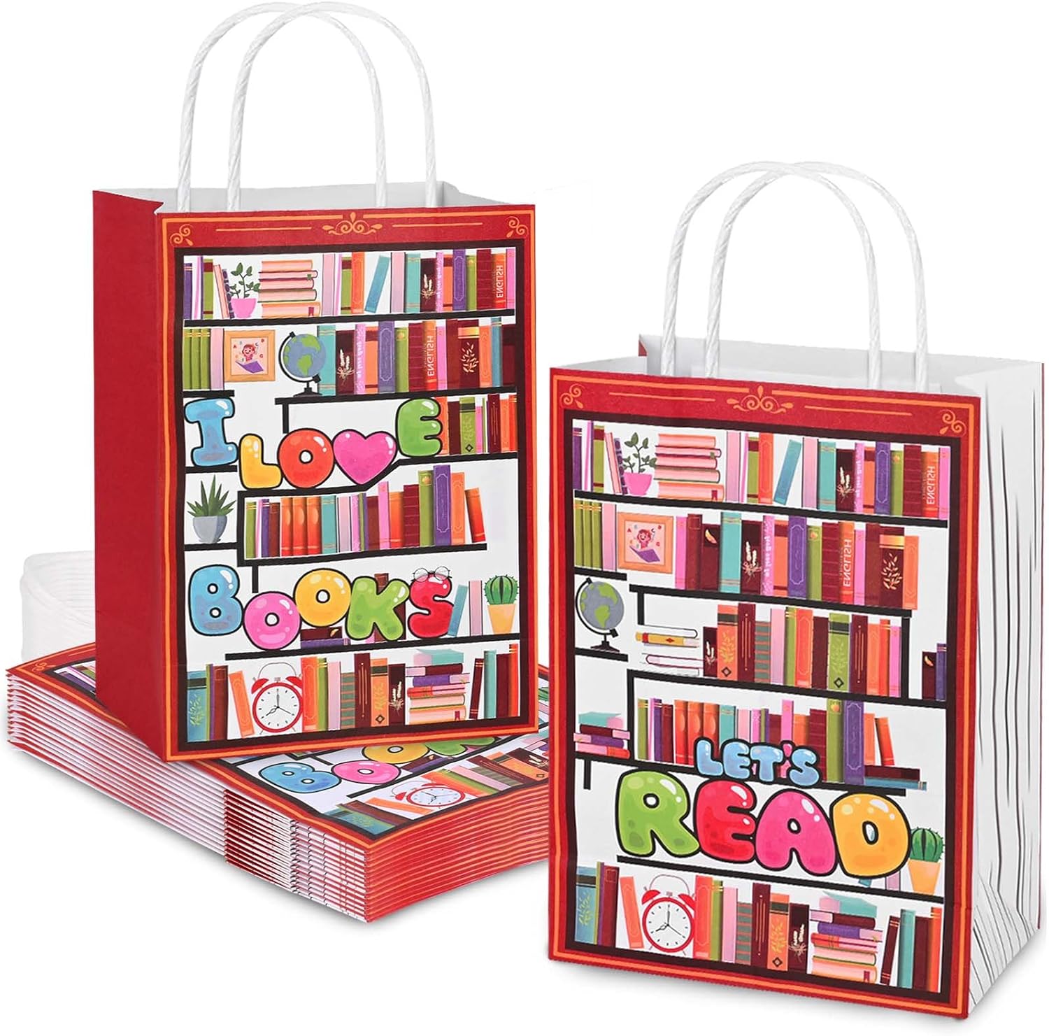 Amazon.com: Bolsome 24 Pcs Books Reading Paper Gift Bags Back to School ...