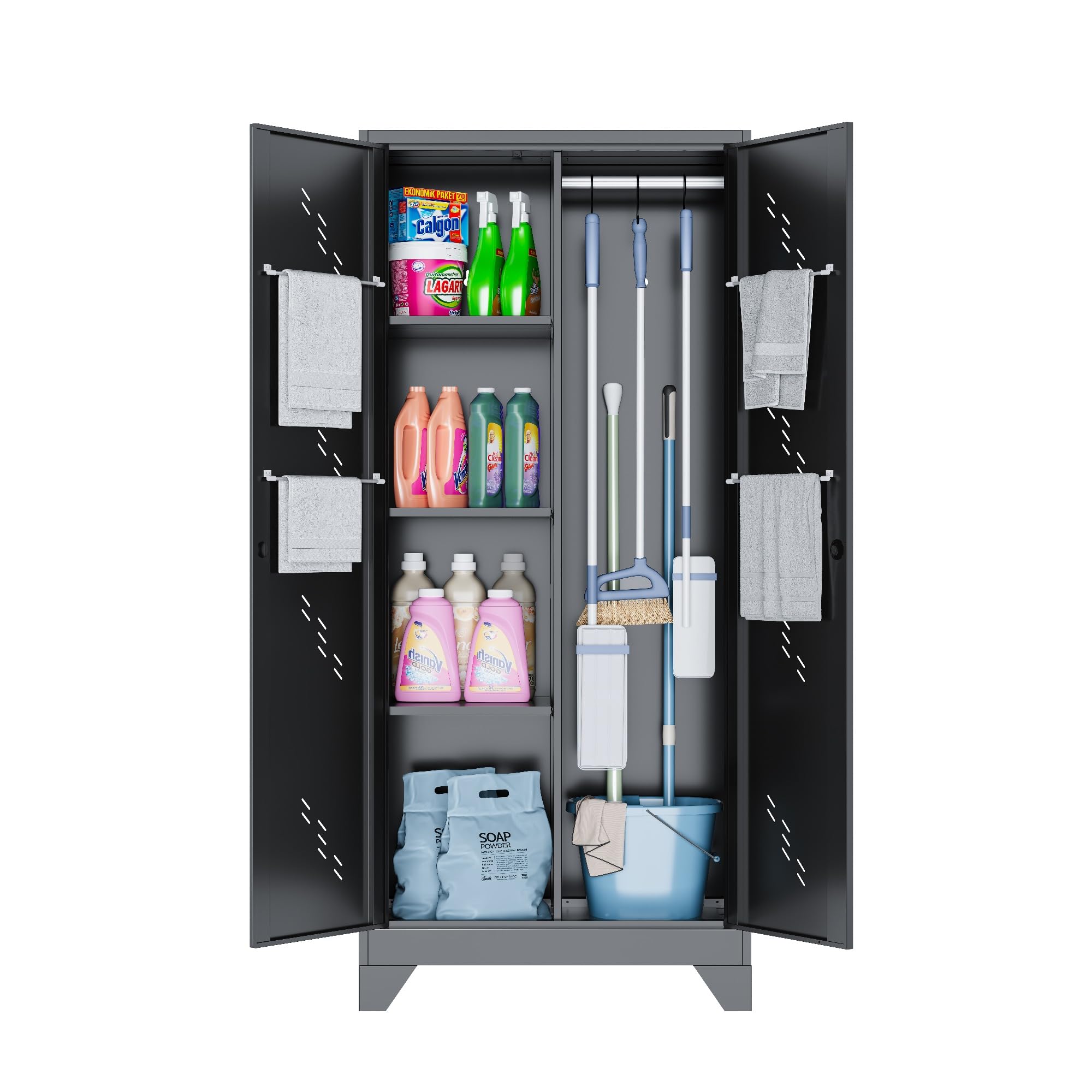 Amazon.com: Metal Storage Cabinet, Cleaning Tool Cabinet with Lockable ...
