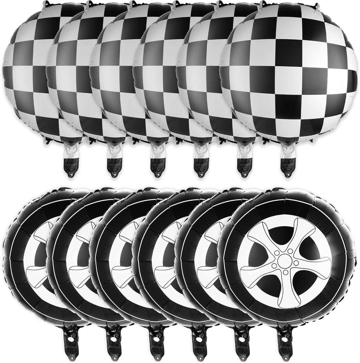 Amazon.com: 12 Pcs 18 Inch Black and White Checkered Balloons, Car ...